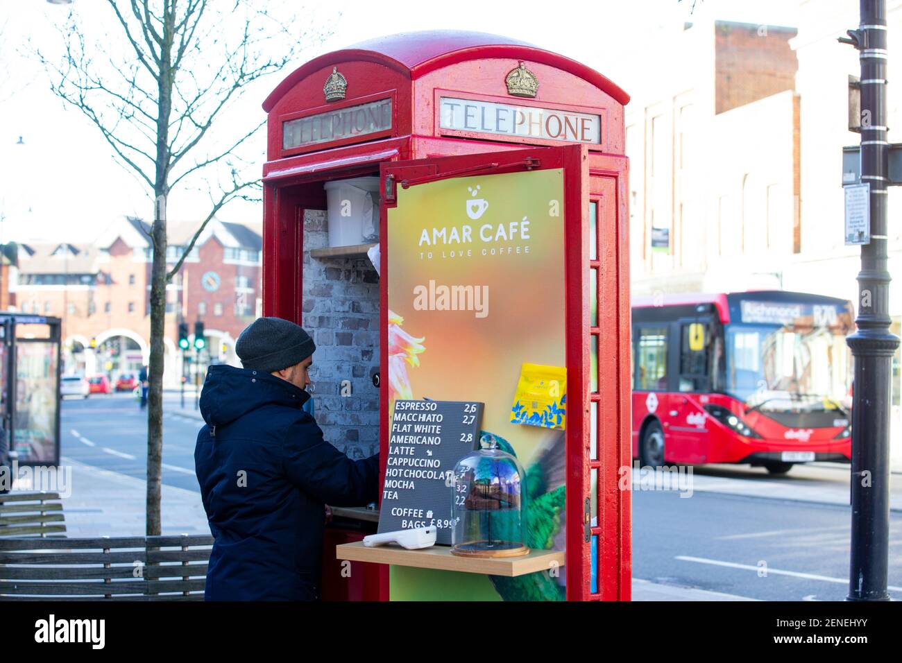 London, UK. 26 February 2021 A telephone booth in King Street ...