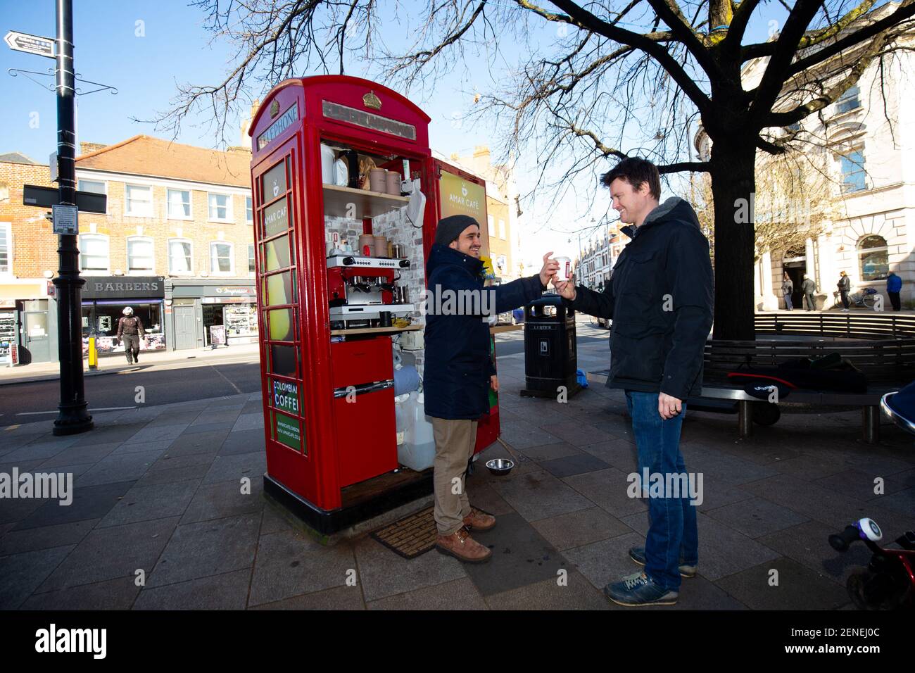 London, UK. 26 February 2021 A telephone booth in King Street ...