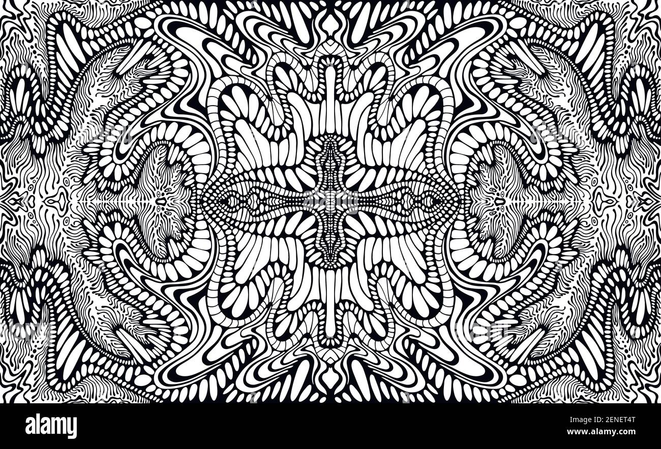 Coloring page abstract pattern, maze of ornaments. Psychedelic stylish ...