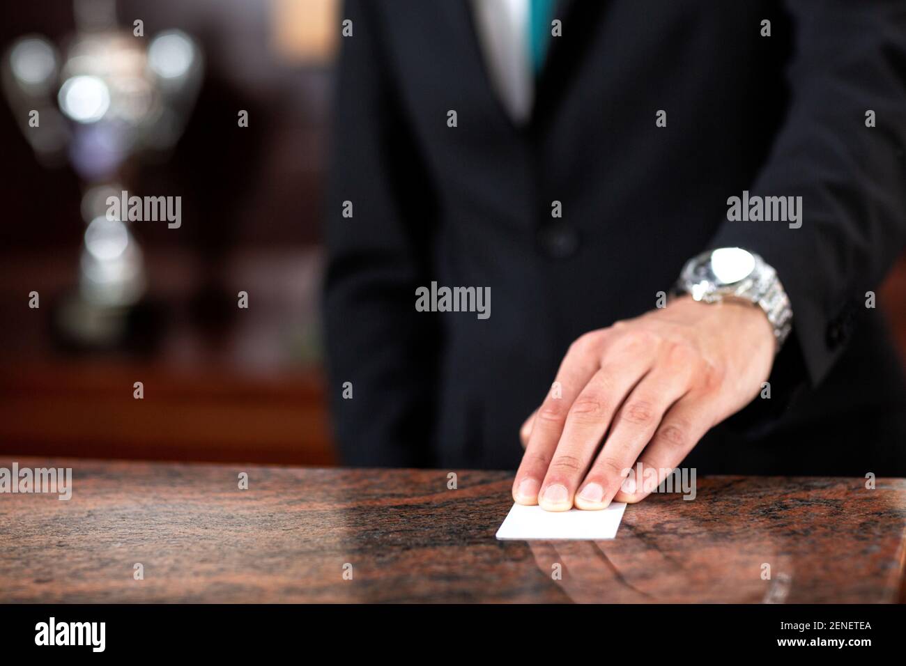 Hotel key card, guest management system, concept of hotel management ...