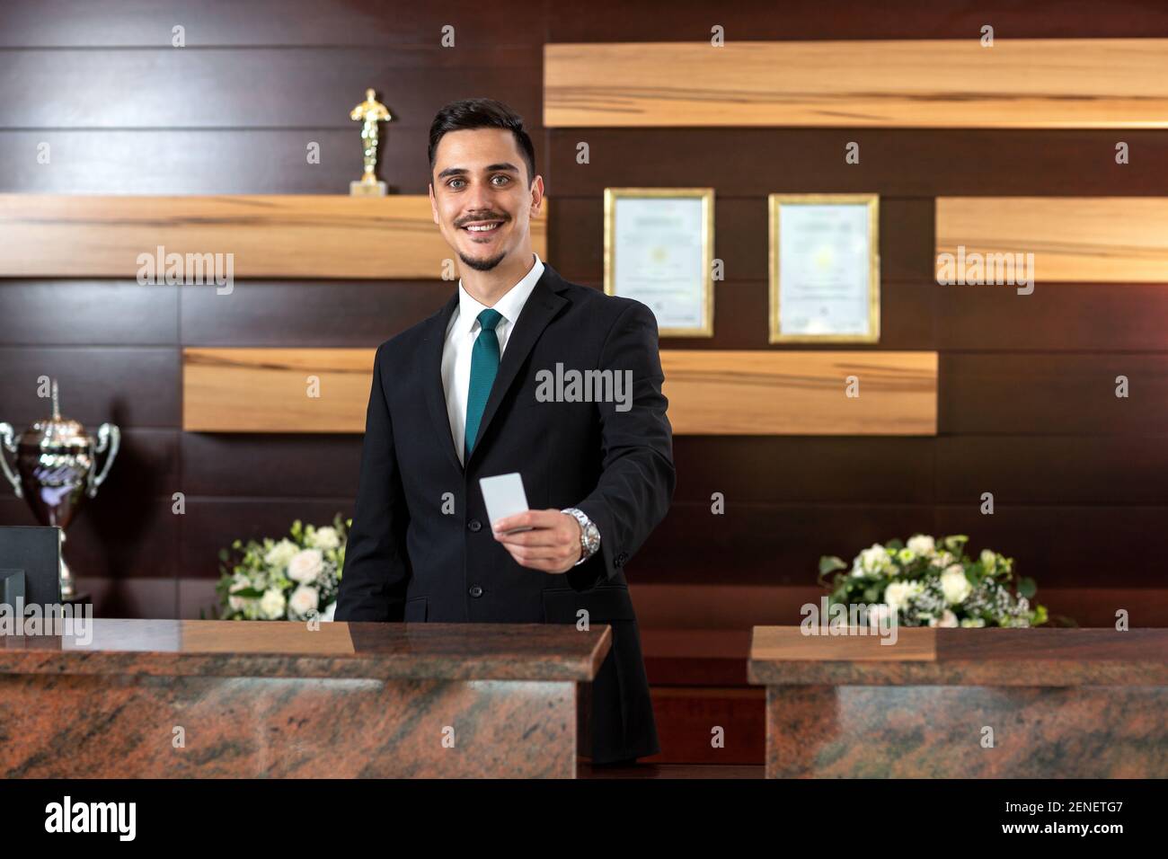 Hotel key card, guest management system, concept of hotel management ...