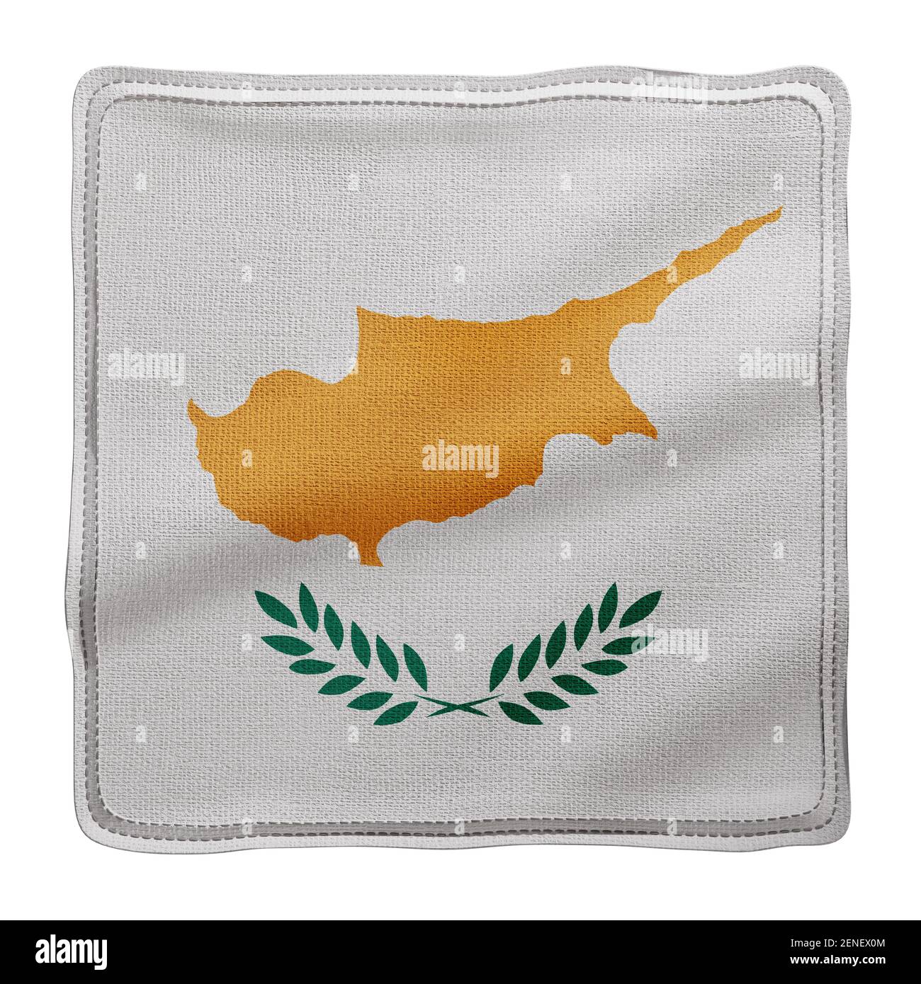 3d rendering of a textured fabric national Cyprus flag isolated on ...