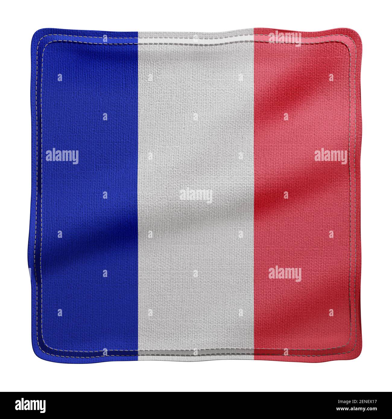 3d rendering of a textured fabric national France flag isolated on ...