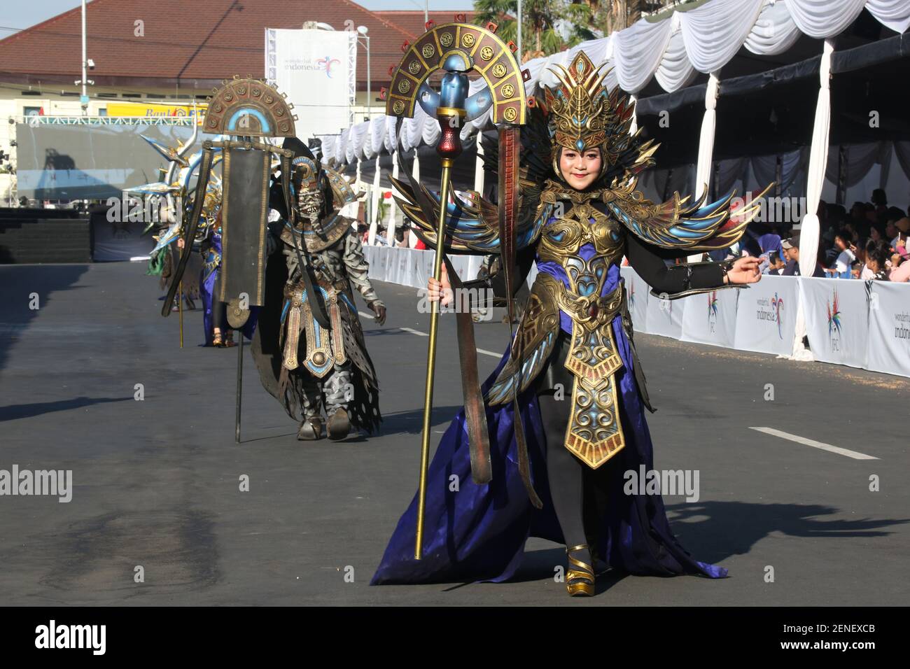 An Indonesian model wears a unique costume during Jember Fashion ...