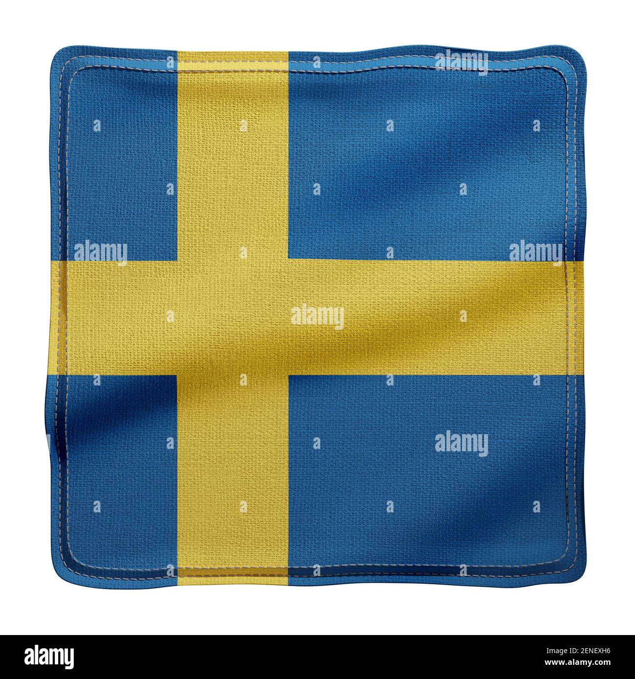 3d rendering of a textured fabric national Sweden flag isolated on ...