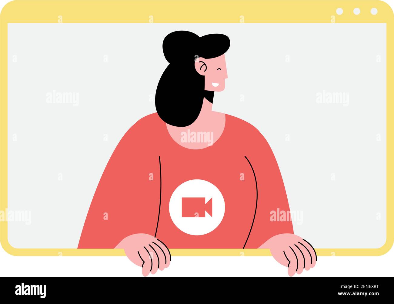 woman character in video conference template vector illustration design ...