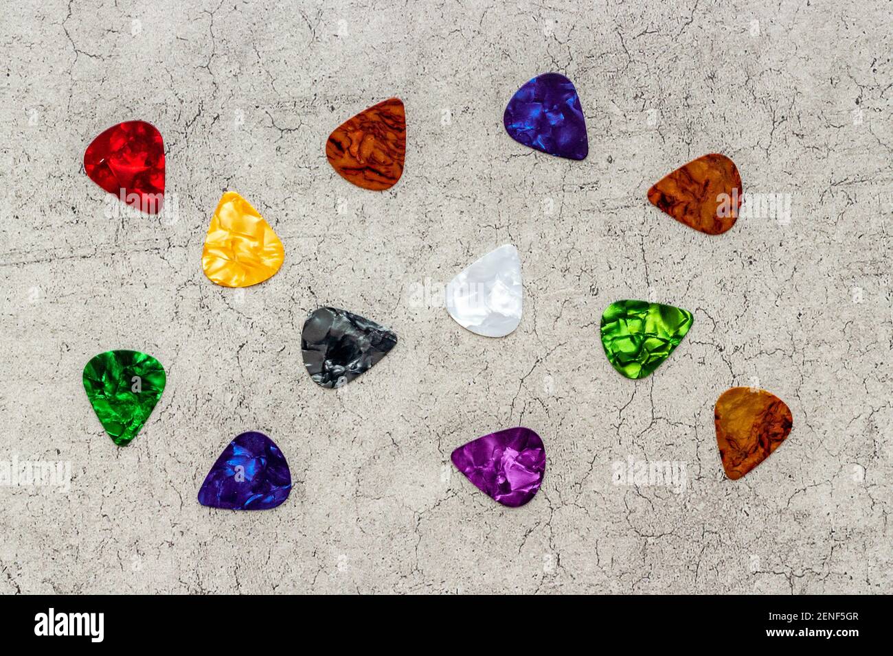 Guitar picks pattern. top view. Music background Stock Photo - Alamy