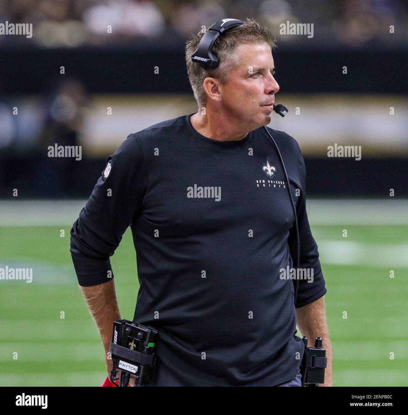 August 9, 2019: New Orleans Saints Head Coach Sean Payton considers ...