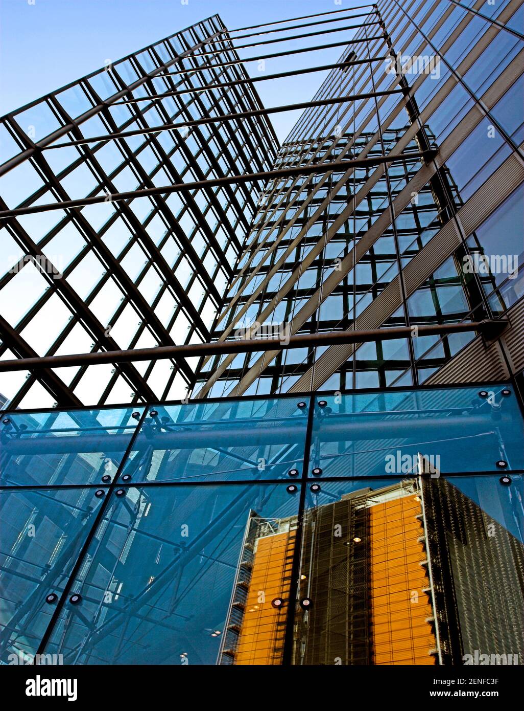 Contemporary architecture low angle shot looking up at building Stock ...