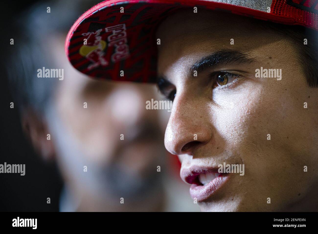 Repsol Honda Team's Spanish rider Marc Marquez attends a press ...