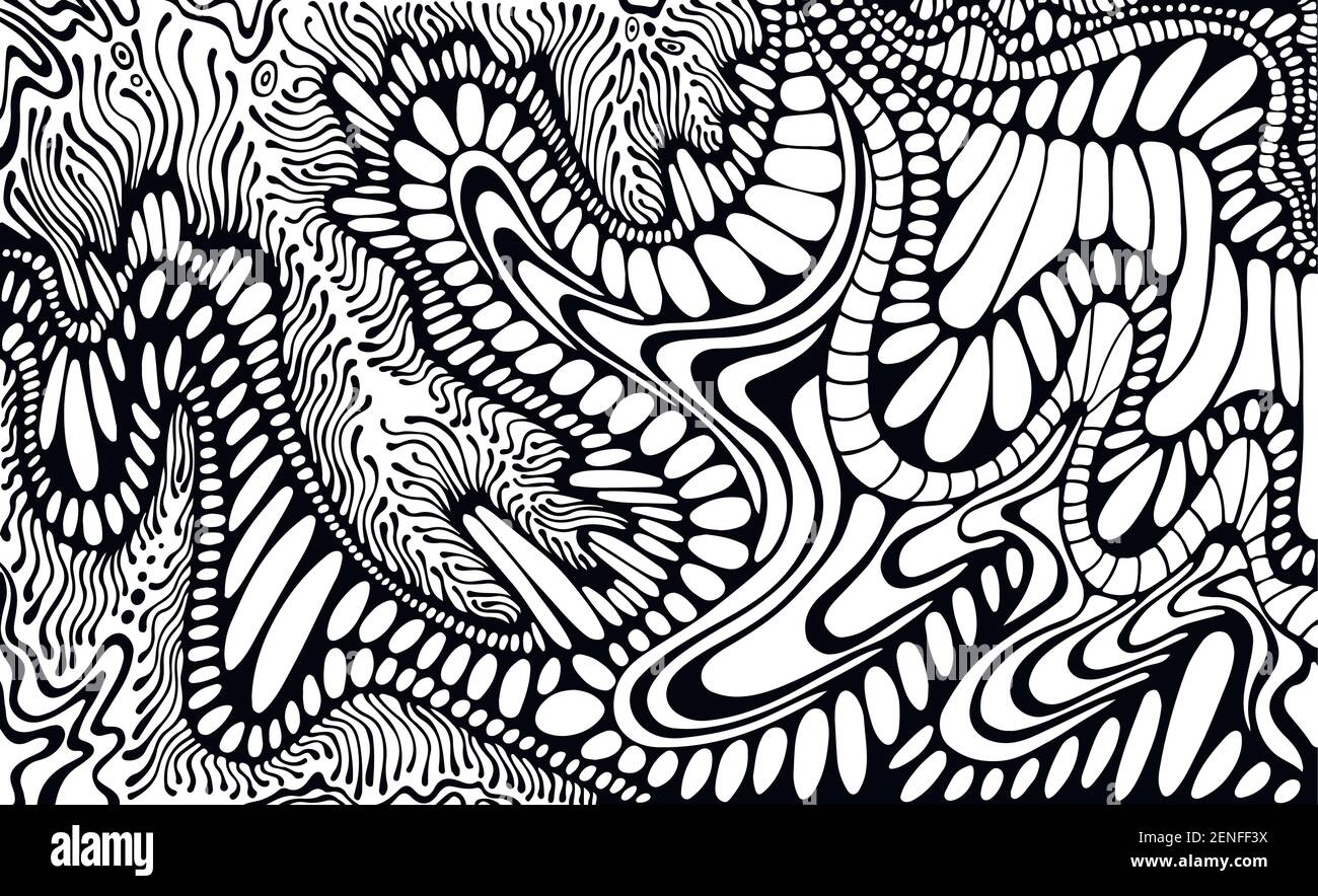 Coloring page abstract pattern, maze of ornaments. Psychedelic stylish ...