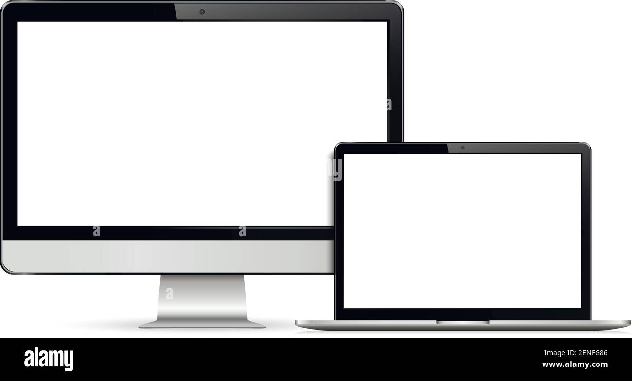 Realistic modern computer monitor and laptop Stock Vector Image & Art ...