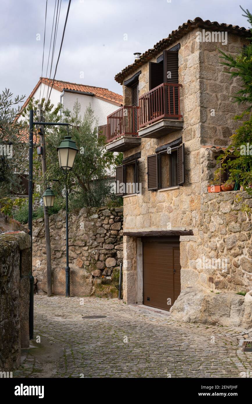 Traditional house full of plants and flowers in Belmonte, Portugal ...