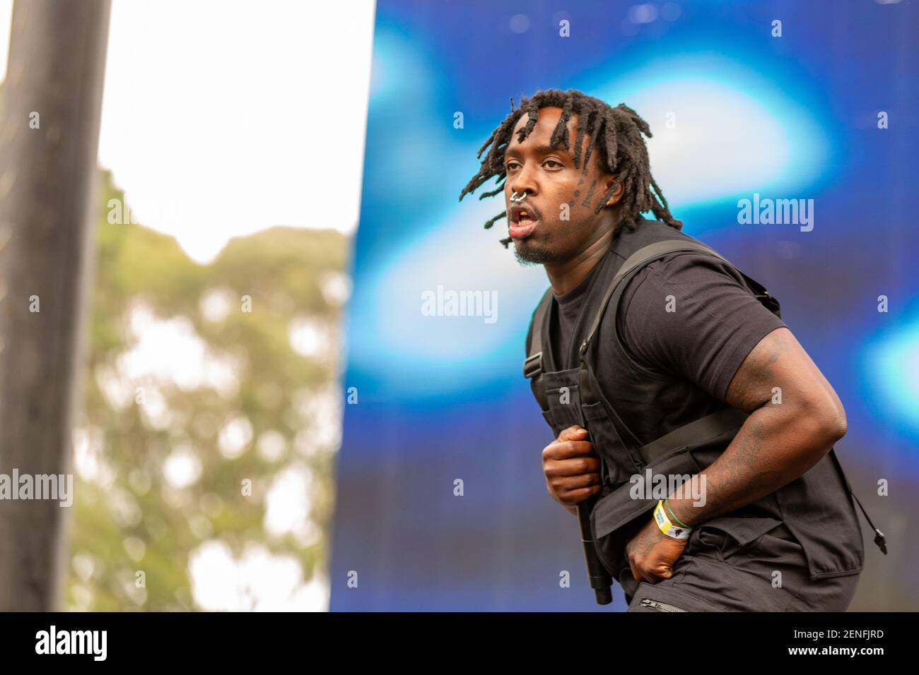 Oakland rapper Allblack during the Outside Lands Music Festival at ...