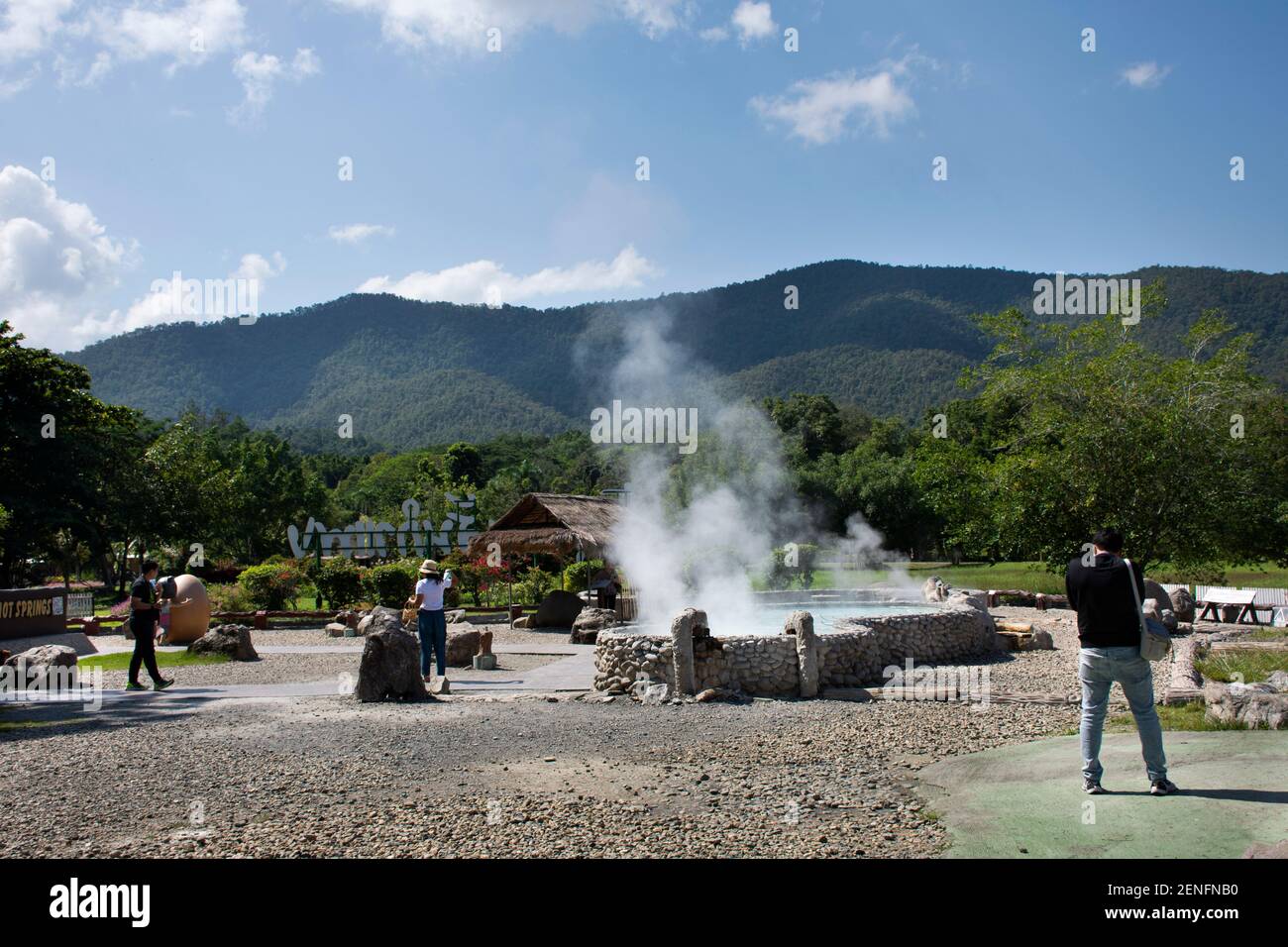 Thai people and foreign traveler walking travel visit and rest relax ...