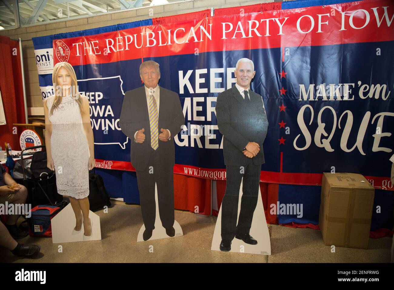 The Iowa Republican Party's booth at the Iowa State Fair on August 11 ...