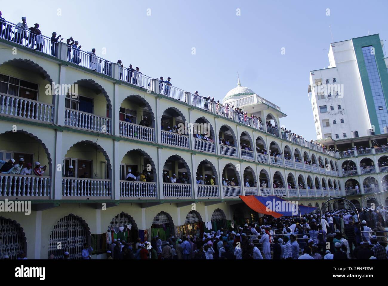 Nepalese Muslims attend the mass prayer during the Eid al-Adha ...