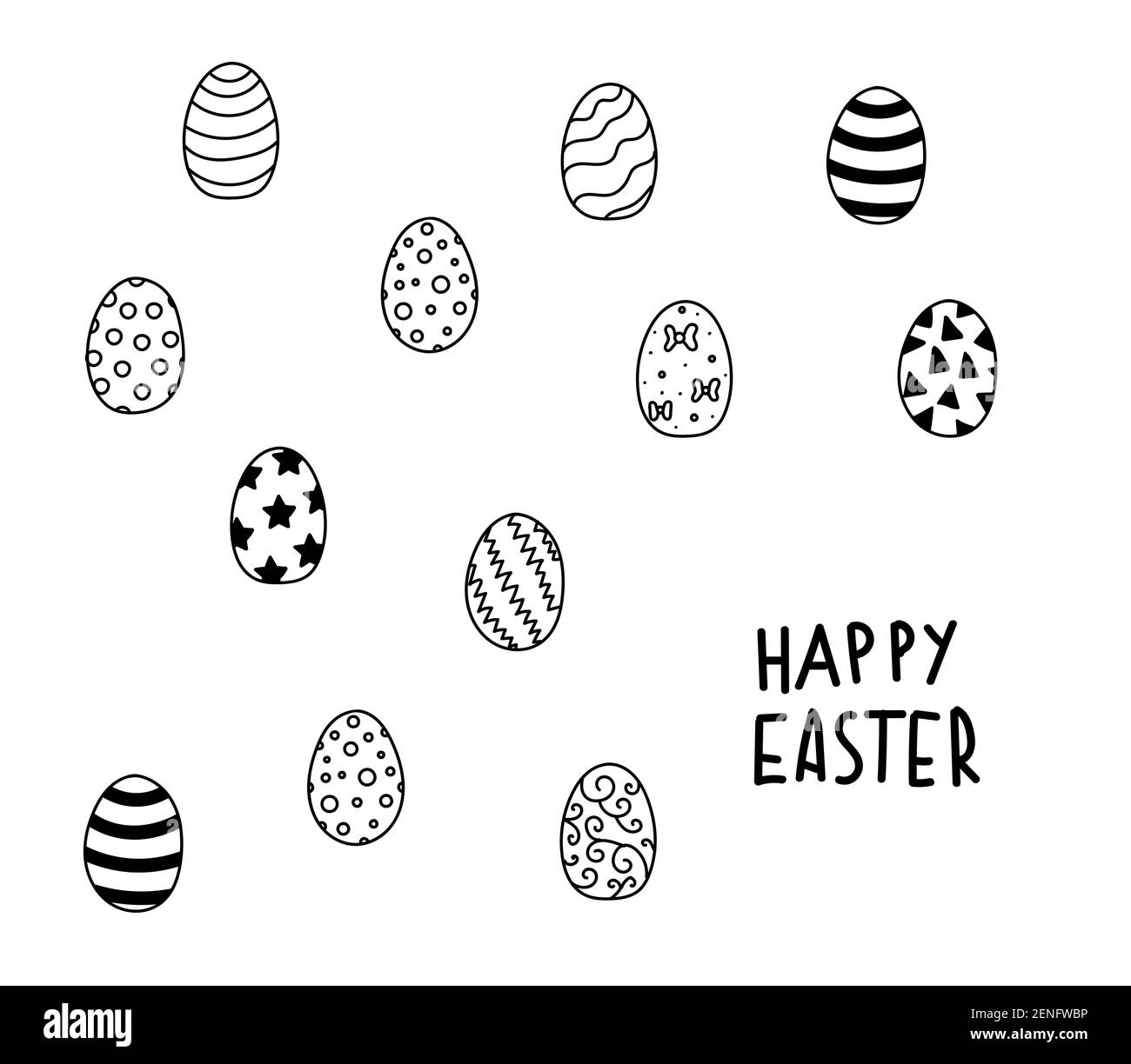 Doodle easter egg on Black and White Stock Photos & Images - Alamy