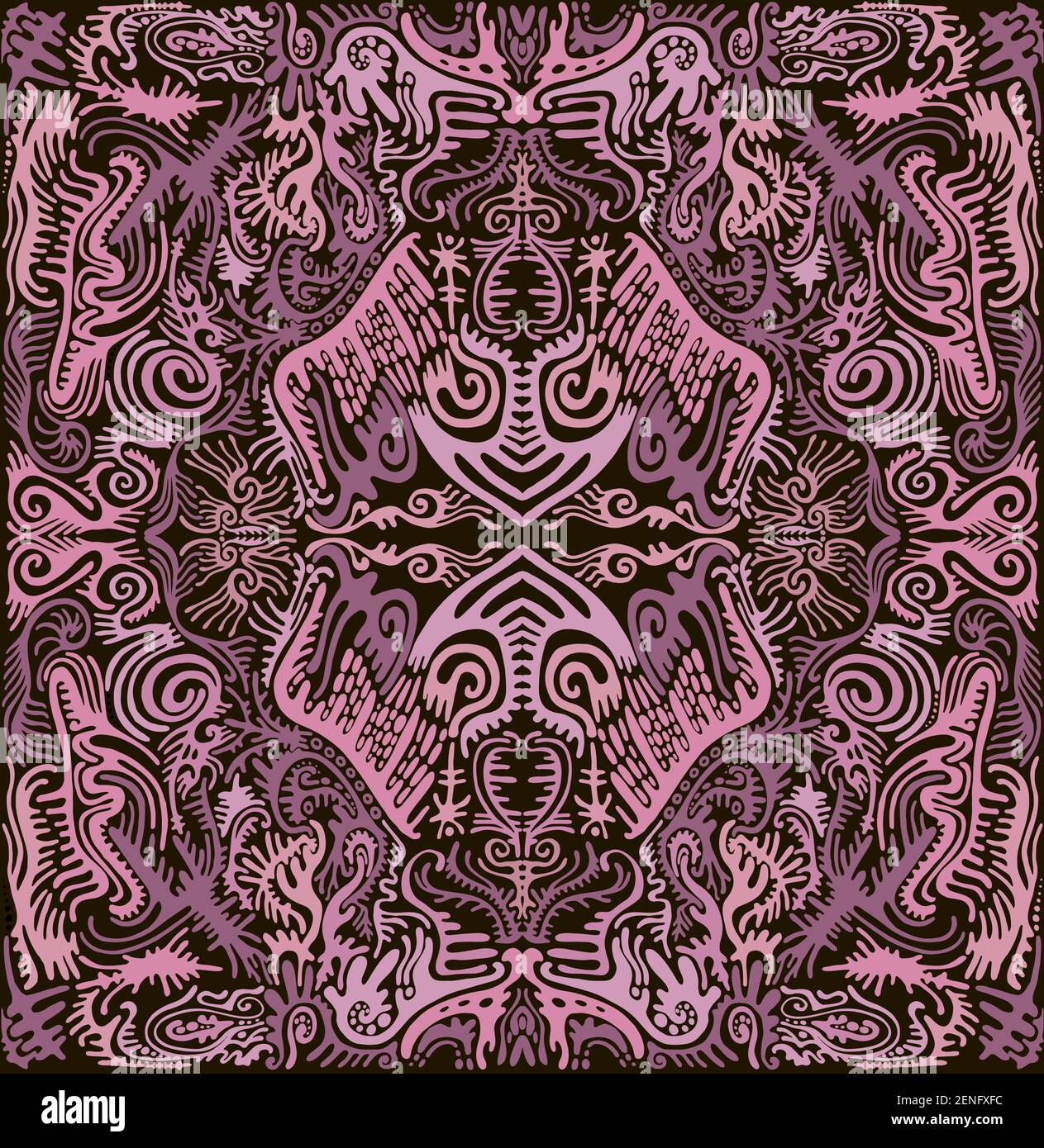 Abstract mandala with original patterns, lilac and ashen violet color ...