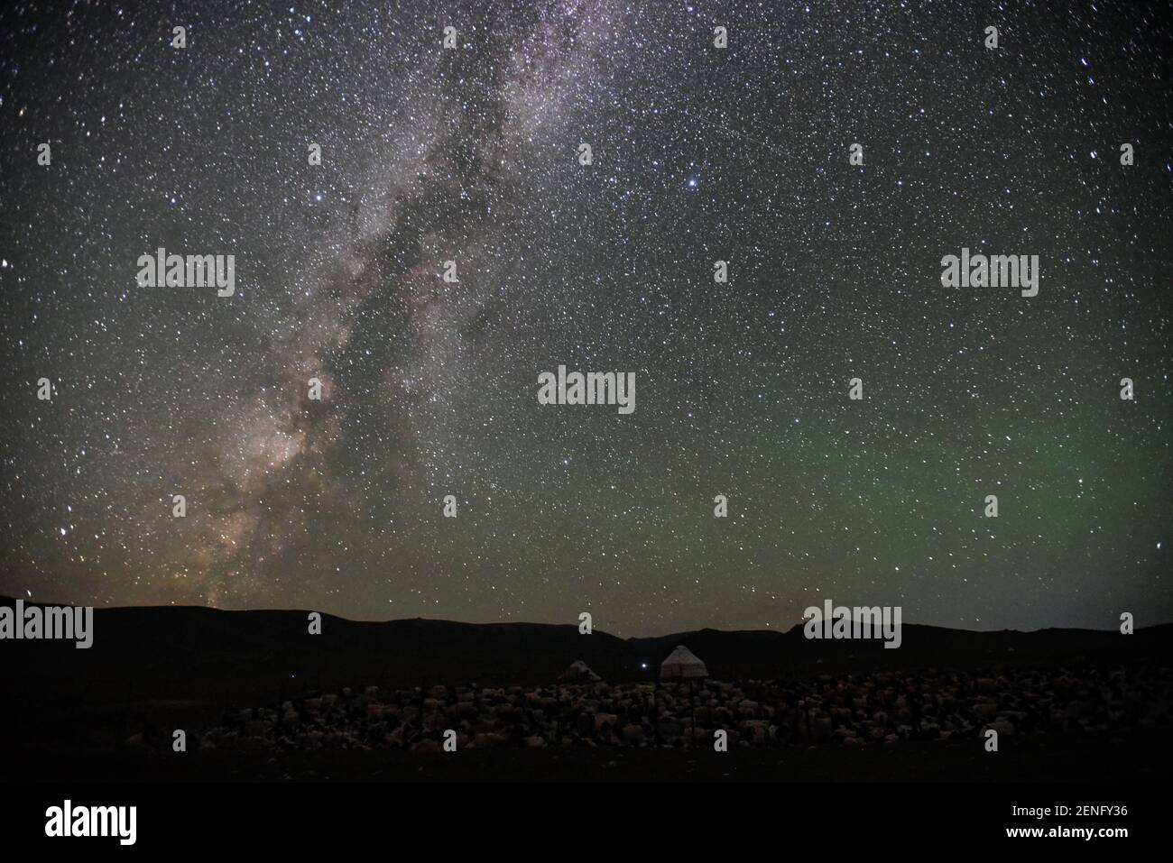Landscape of the starry sky over Bayingolin Mongol Autonomous ...