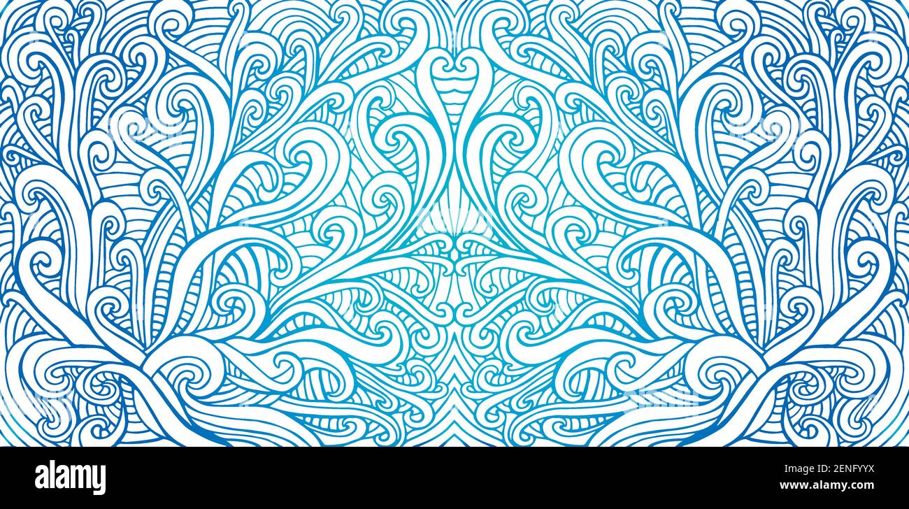 Doodle waves abstract psychedelic background. Isolated on white ...