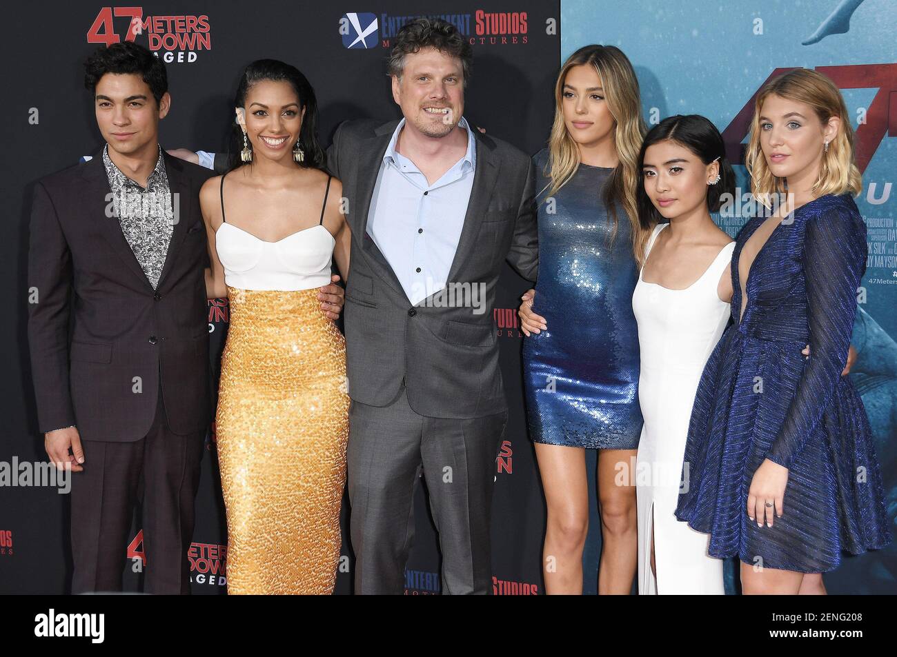 (L-R) 47 METERS DOWN UNCAGED Cast & Crew - Actors Davi Santos, Corinne ...