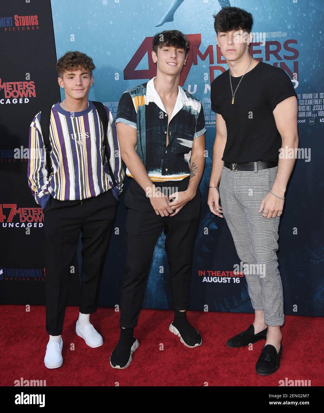 (L-R) Mikey Tua, Bryce Hall and Tayler Holder at the 47 METERS DOWN ...