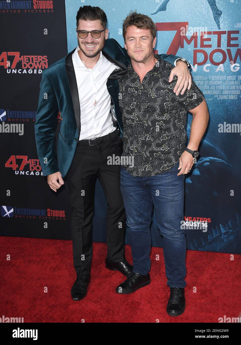 (L-R) James Nunn and Luke Hemsworth at the 47 METERS DOWN UNCAGED ...