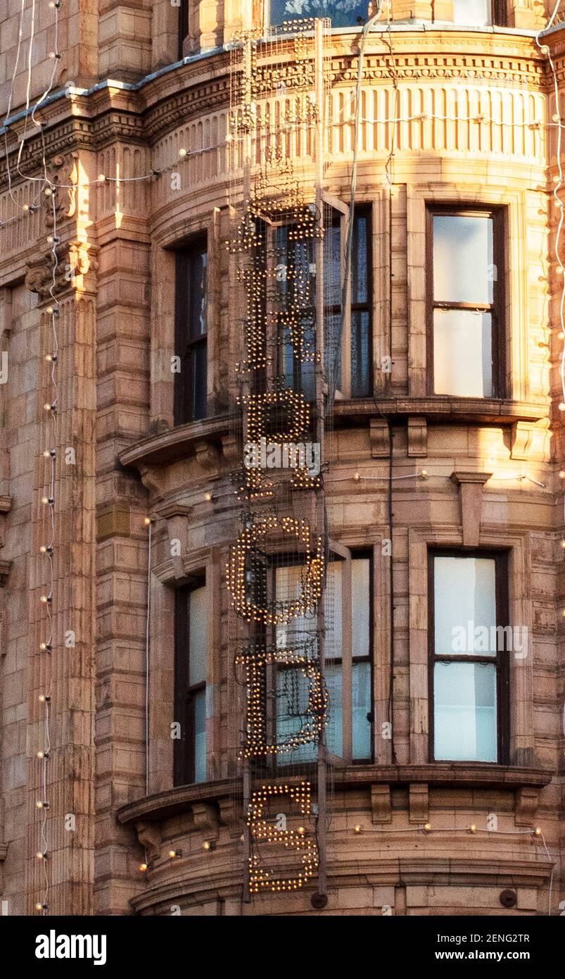Front exterior of Harrods; a huge upmarket department store in ...