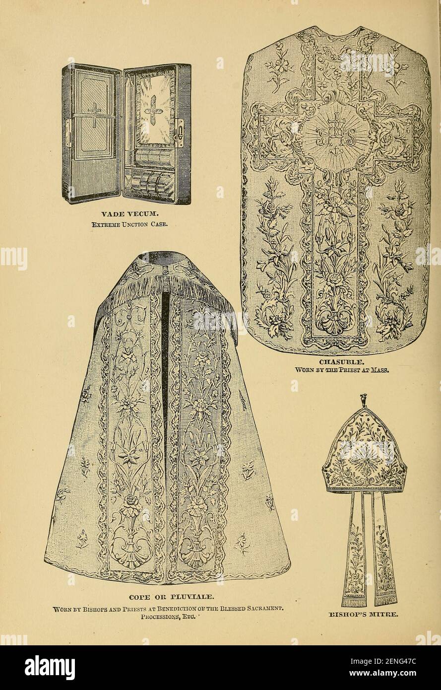 illustration of Christian Religious Implements and ceremonial vestments ...