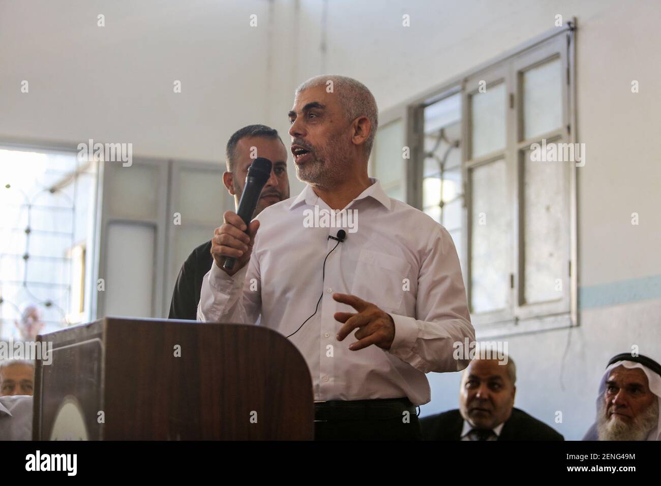 Senior leader and Hamas leader in Gaza, "Yahya Sinwar" during his visit ...