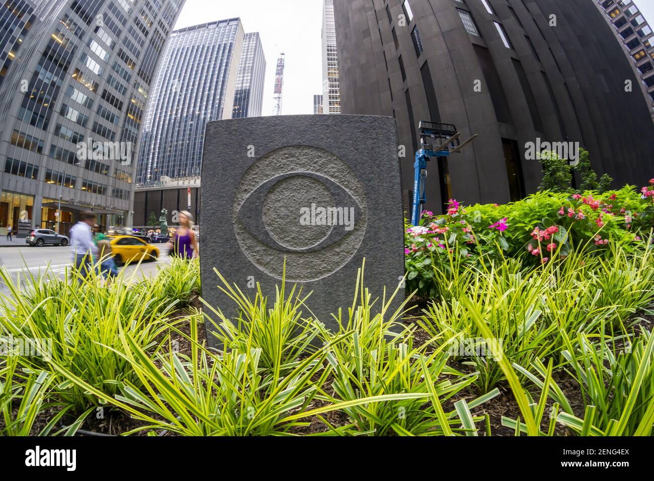 A decorative element with the CBS logo outside of Black Rock, the CBS ...