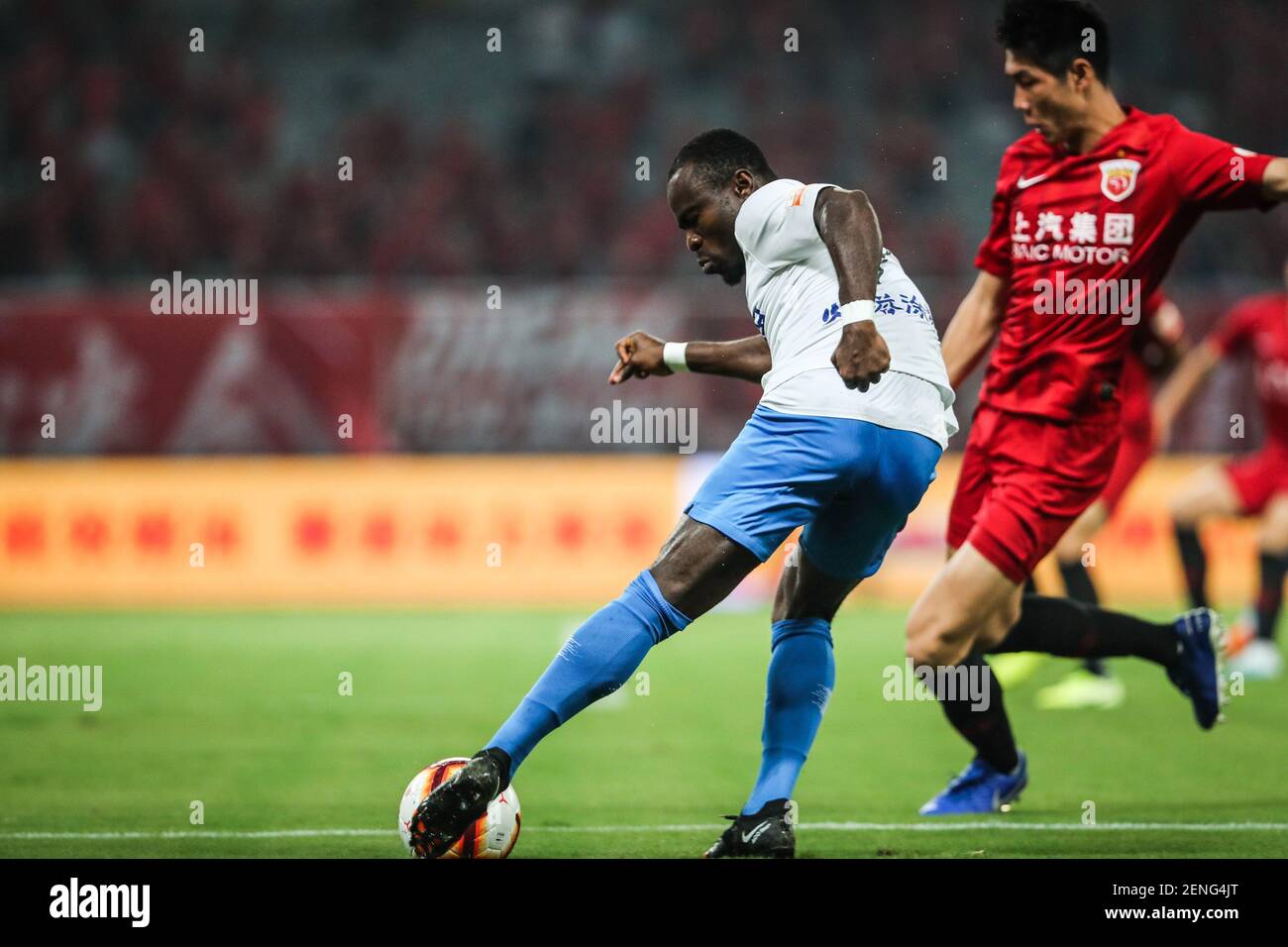 Ghanaian football player Frank Opoku Acheampong of Tianjin TEDA F.C ...