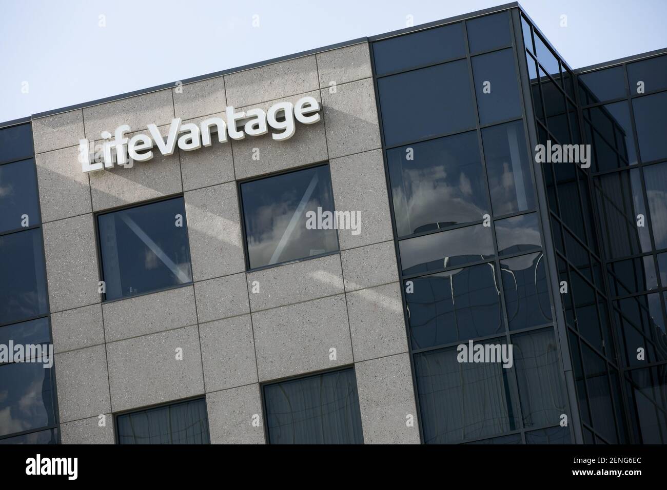 A logo sign outside of the headquarters of LifeVantage in Sandy, Utah ...