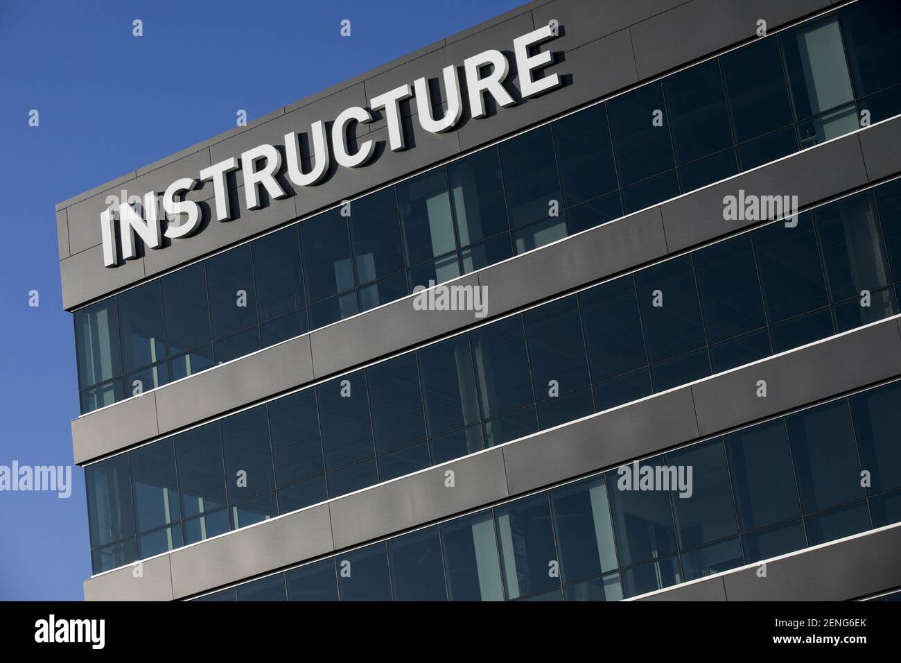 A logo sign outside of a facility occupied by Instructure, Inc., in ...