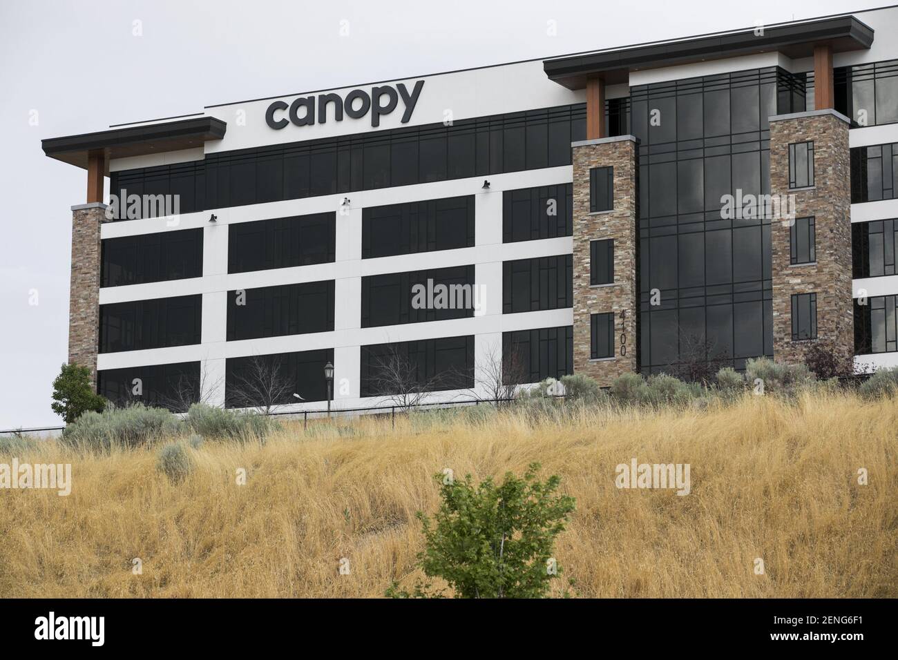 A logo sign outside of the headquarters of software provider Canopy ...