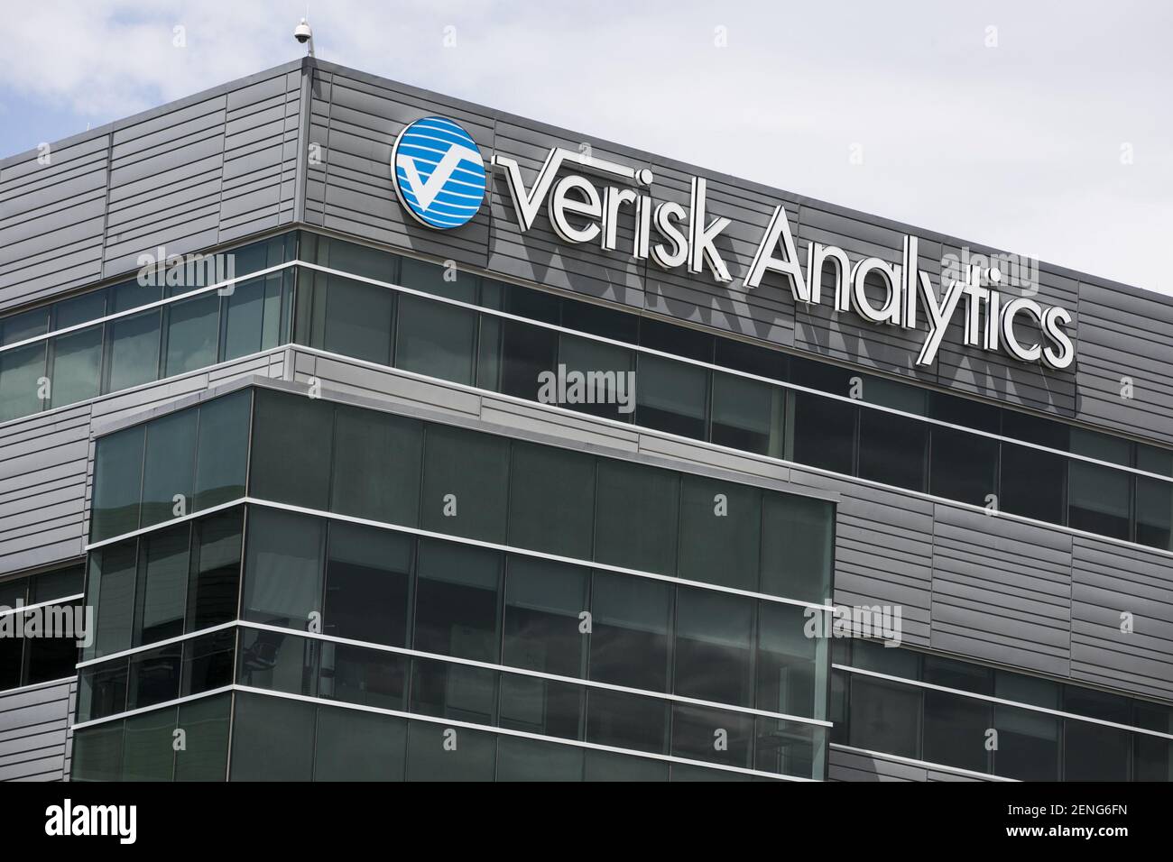 A logo sign outside of the headquarters of Verisk Analytics in Lehi, Utah on July 27, 2019 ...