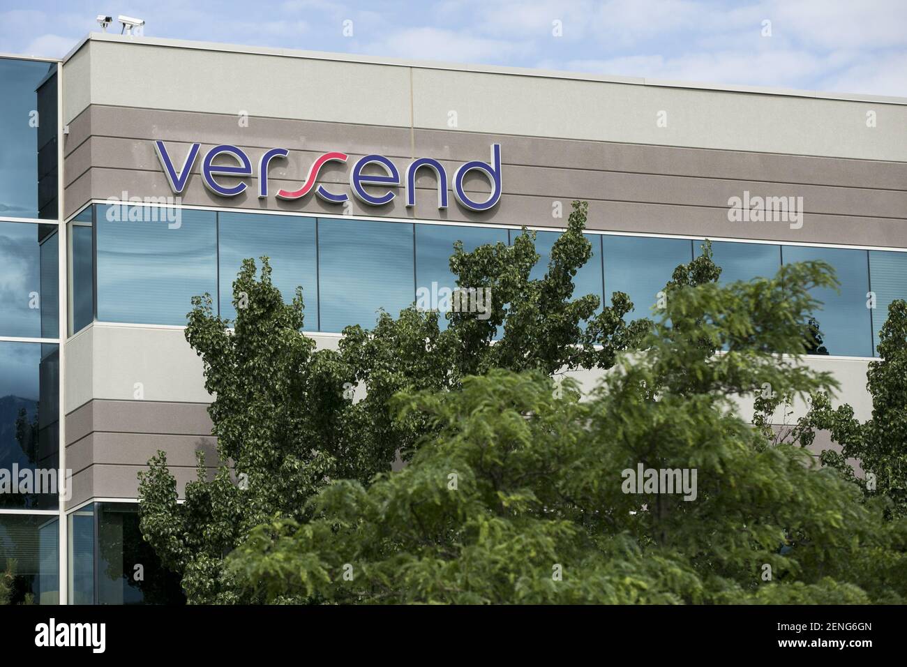 A logo sign outside of a facility occupied by Verscend in Draper, Utah ...