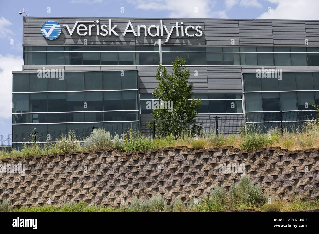 A logo sign outside of the headquarters of Verisk Analytics in Lehi, Utah on July 27, 2019 ...