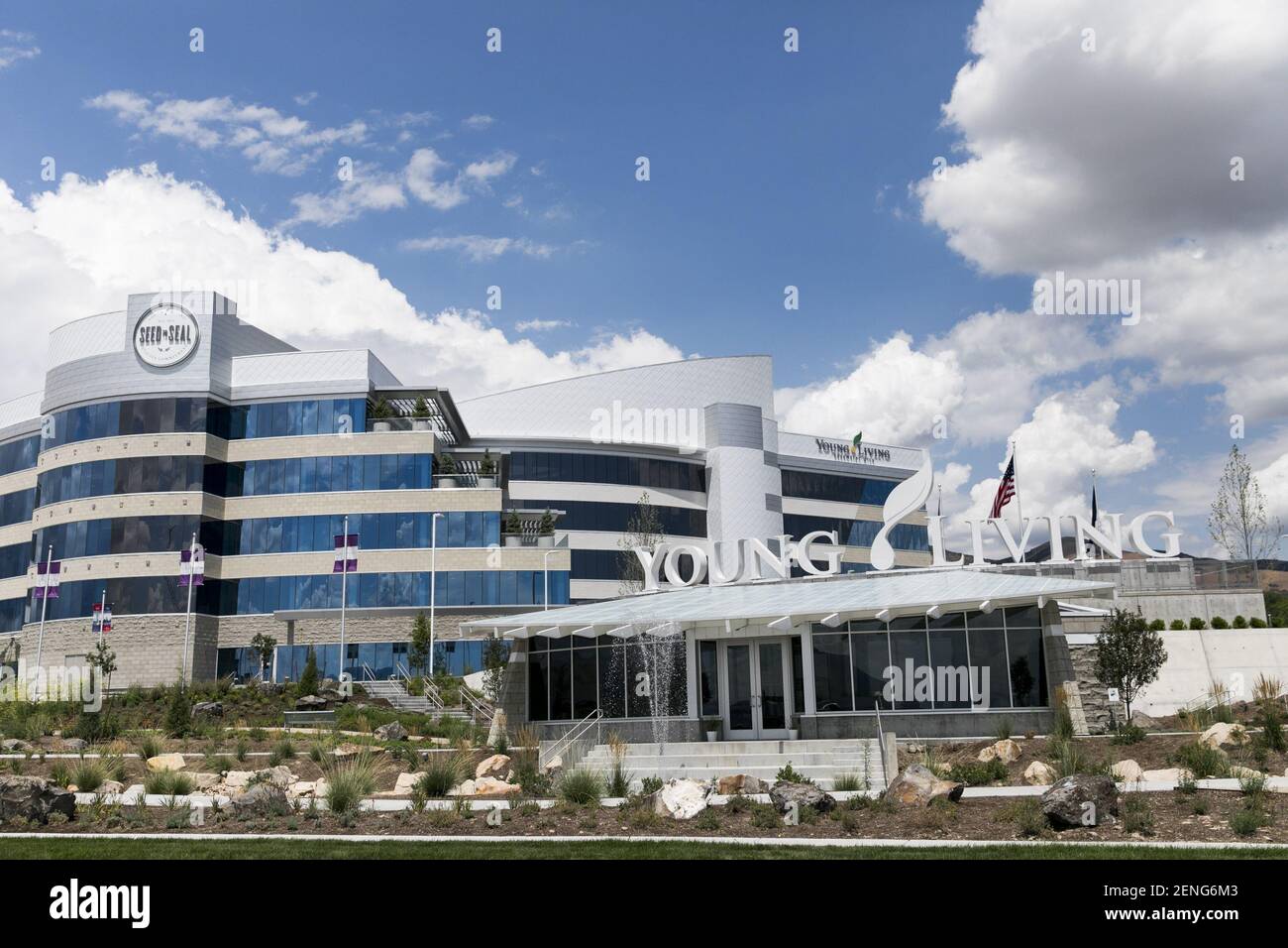 A logo sign outside of the headquarters of Young Living in Lehi, Utah on July 27, 2019. (Photo ...