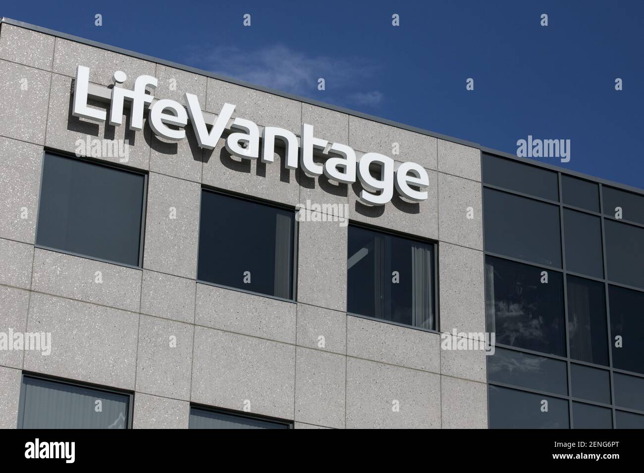 A logo sign outside of the headquarters of LifeVantage in Sandy, Utah ...