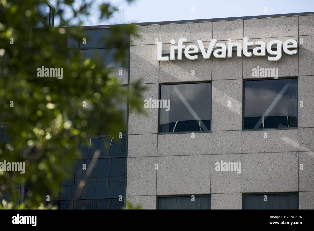 A logo sign outside of the headquarters of LifeVantage in Sandy, Utah ...