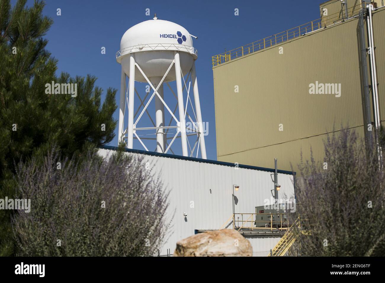 A logo sign outside of a facility occupied by the Hexcel Corporation in ...