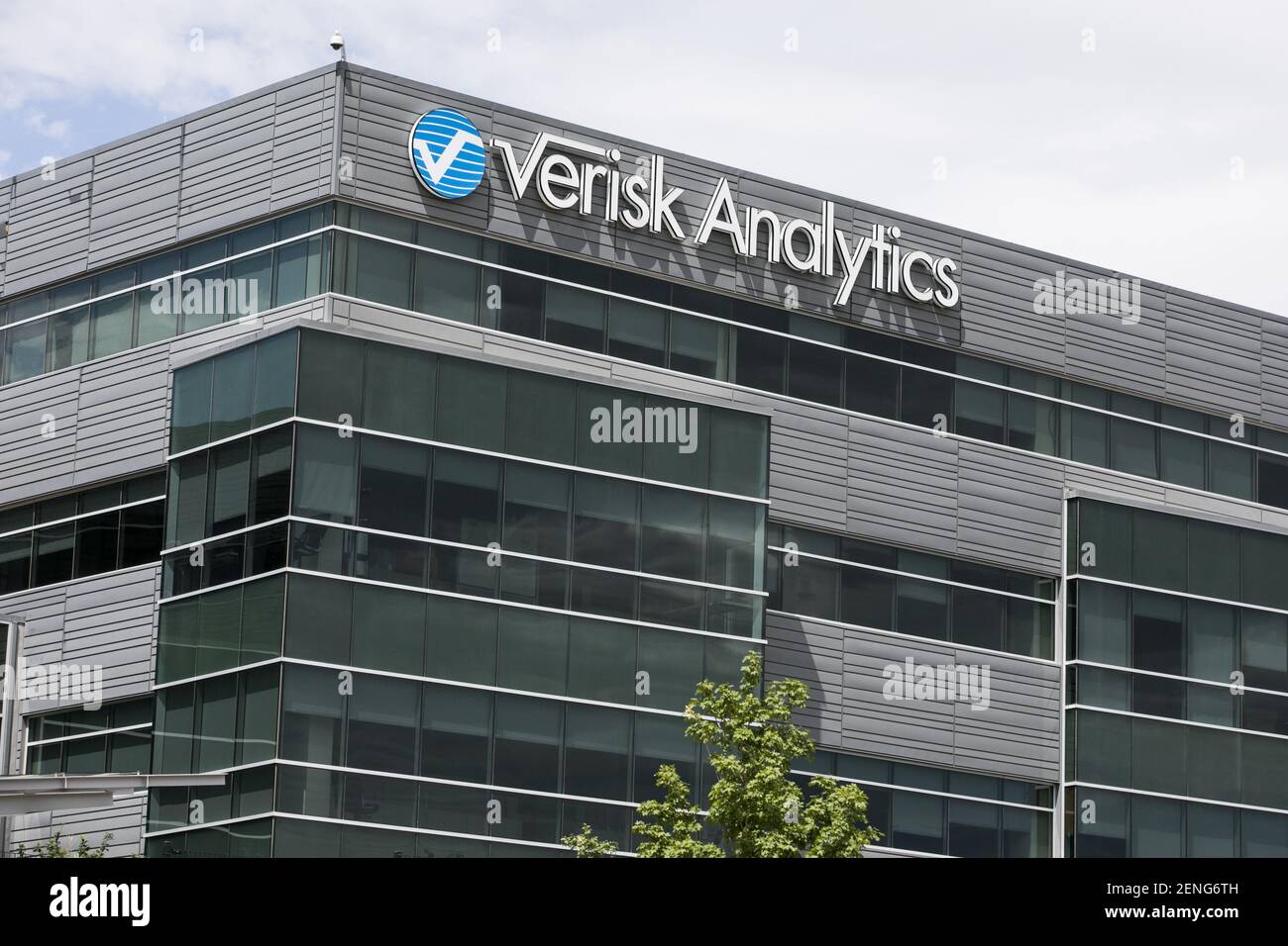 A logo sign outside of the headquarters of Verisk Analytics in Lehi, Utah on July 27, 2019 ...