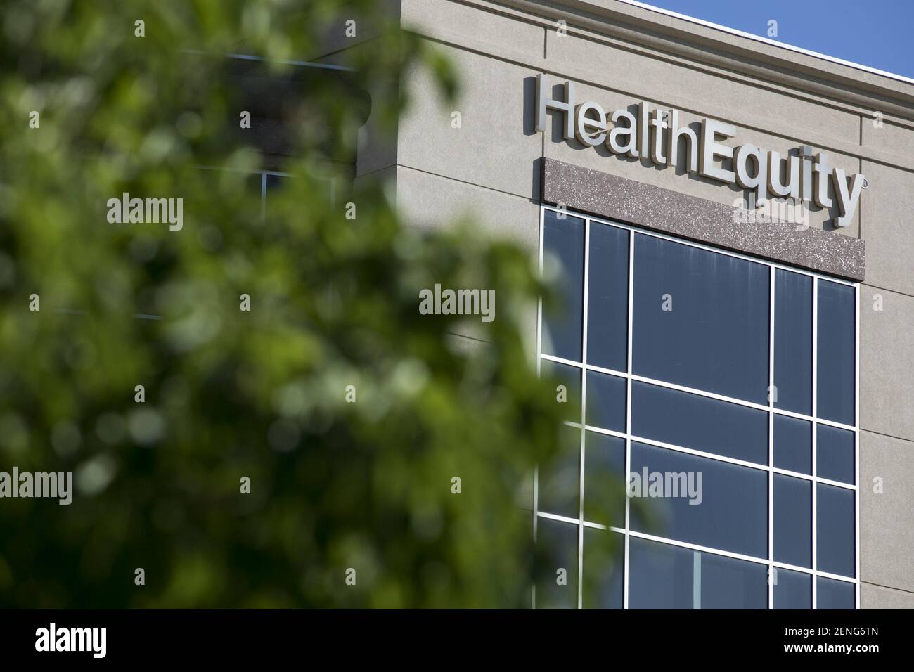 A logo sign outside of the headquarters of HealthEquity, Inc., in ...
