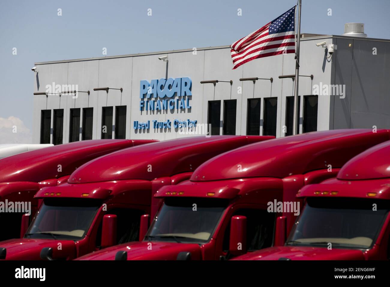 A logo sign outside of a facility occupied by PACCAR Financial in Salt ...
