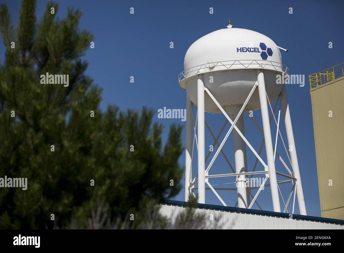 A logo sign outside of a facility occupied by the Hexcel Corporation in ...