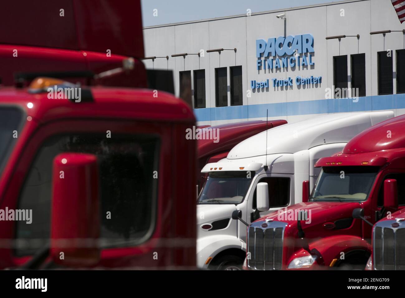 A logo sign outside of a facility occupied by PACCAR Financial in Salt ...
