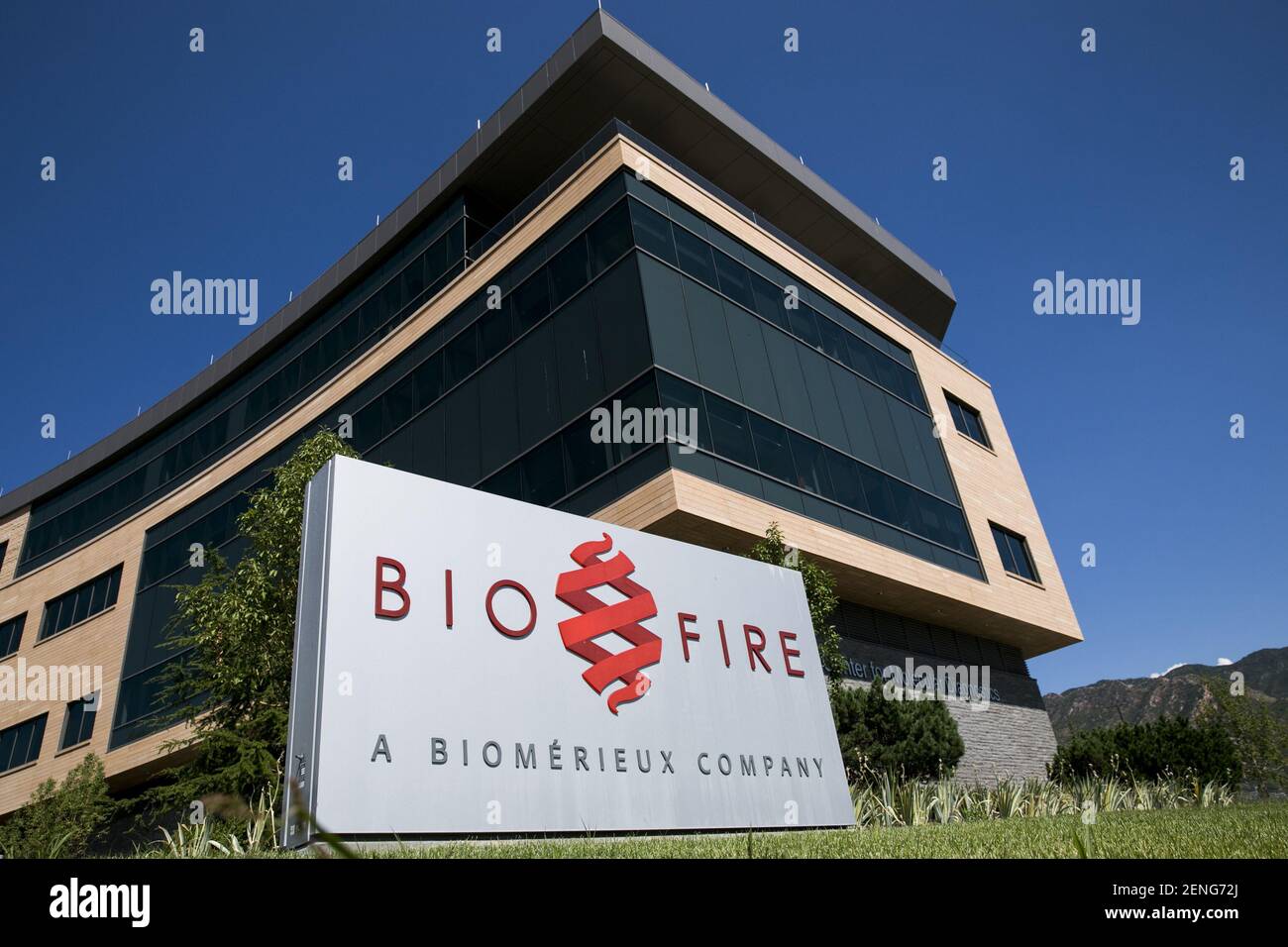 A logo sign outside of the headquarters of BioFire Diagnostics in Salt ...