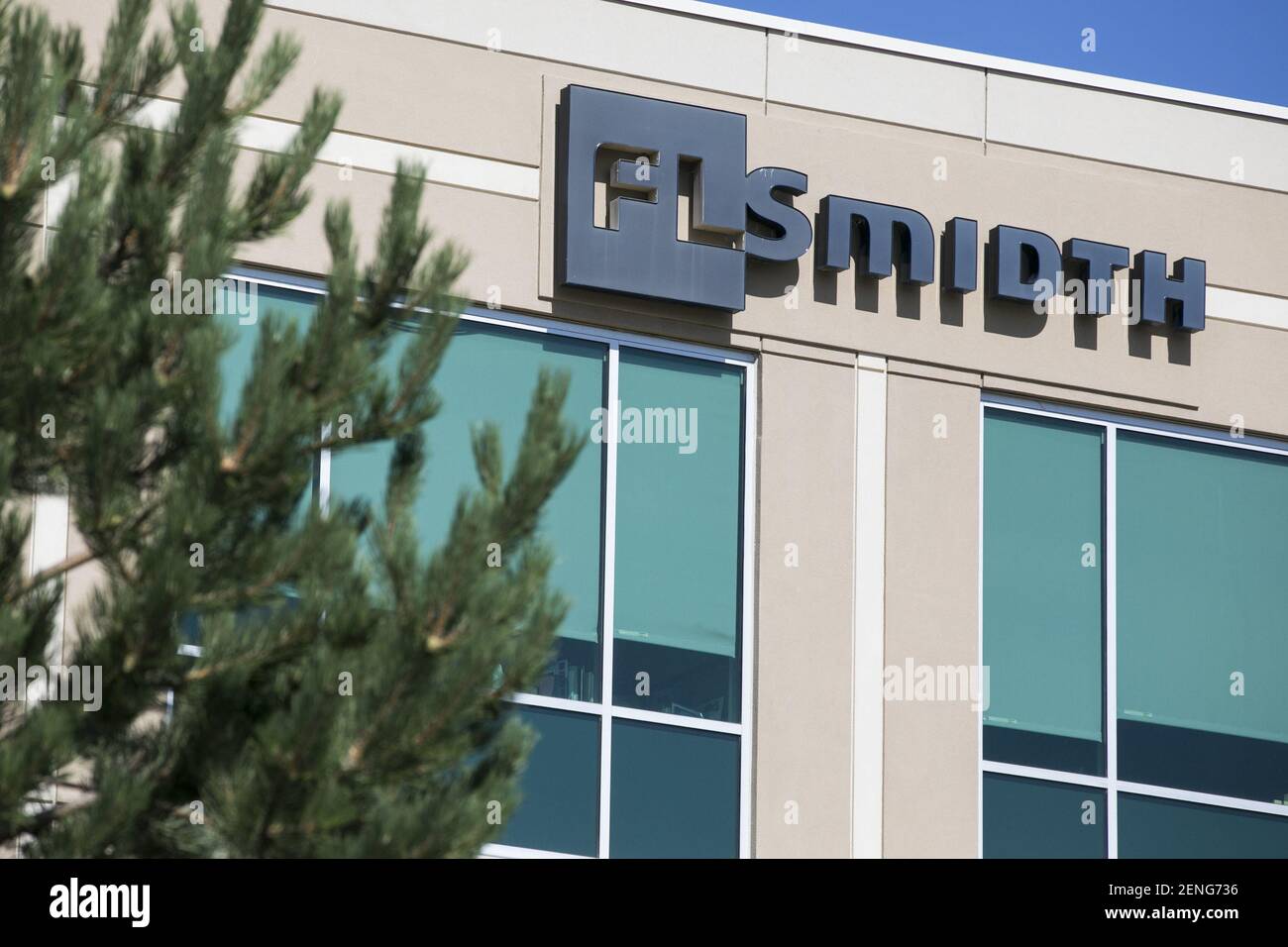 A logo sign outside of a facility occupied by FLSmidth & Co., in ...